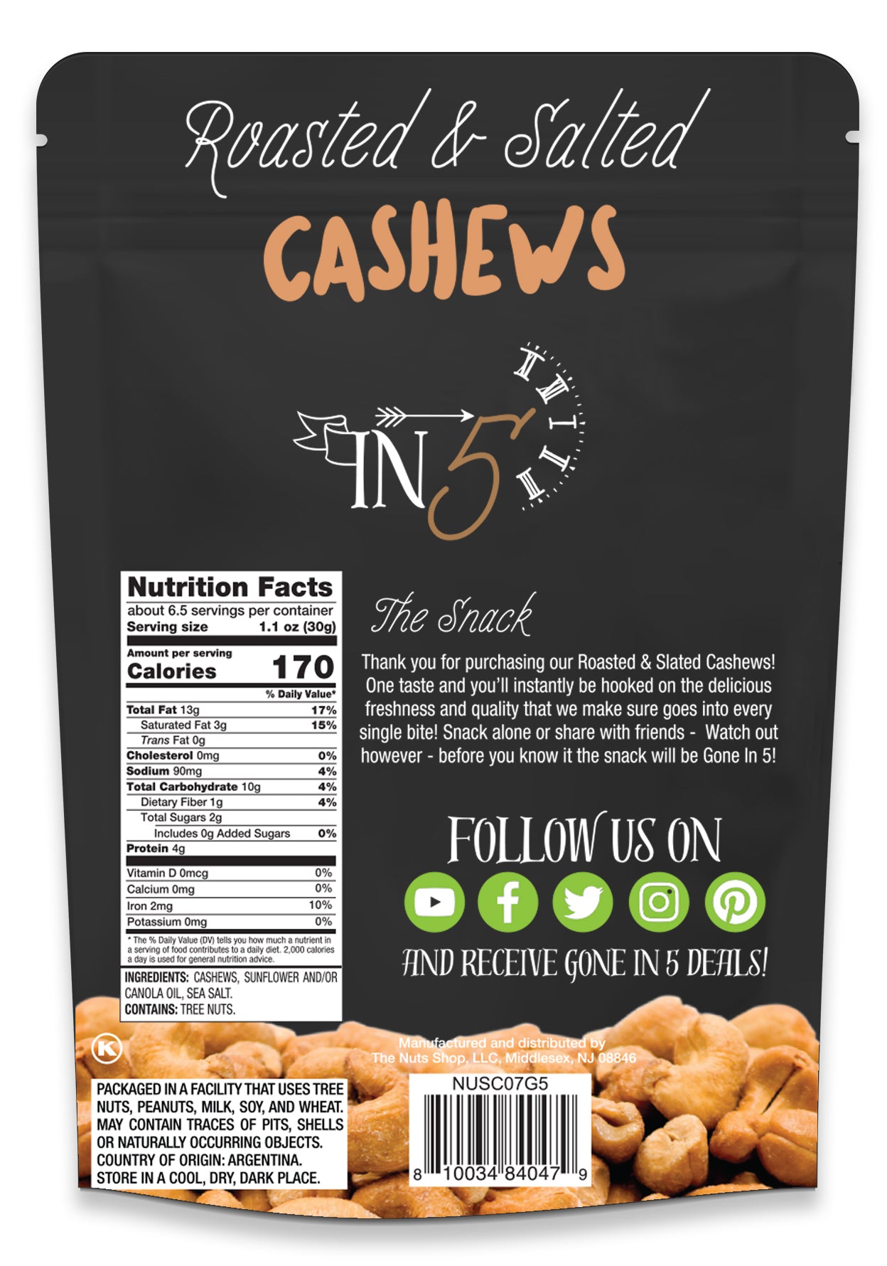 Roasted & Salted Cashews 7 Oz. (12 Pack) – The Nuts Shop