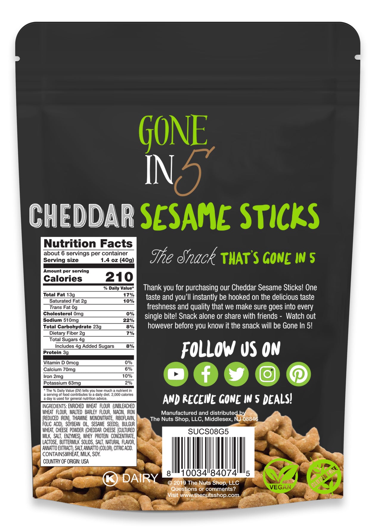 Cheddar Sticks 8 Oz. (12 Pack) – The Nuts Shop